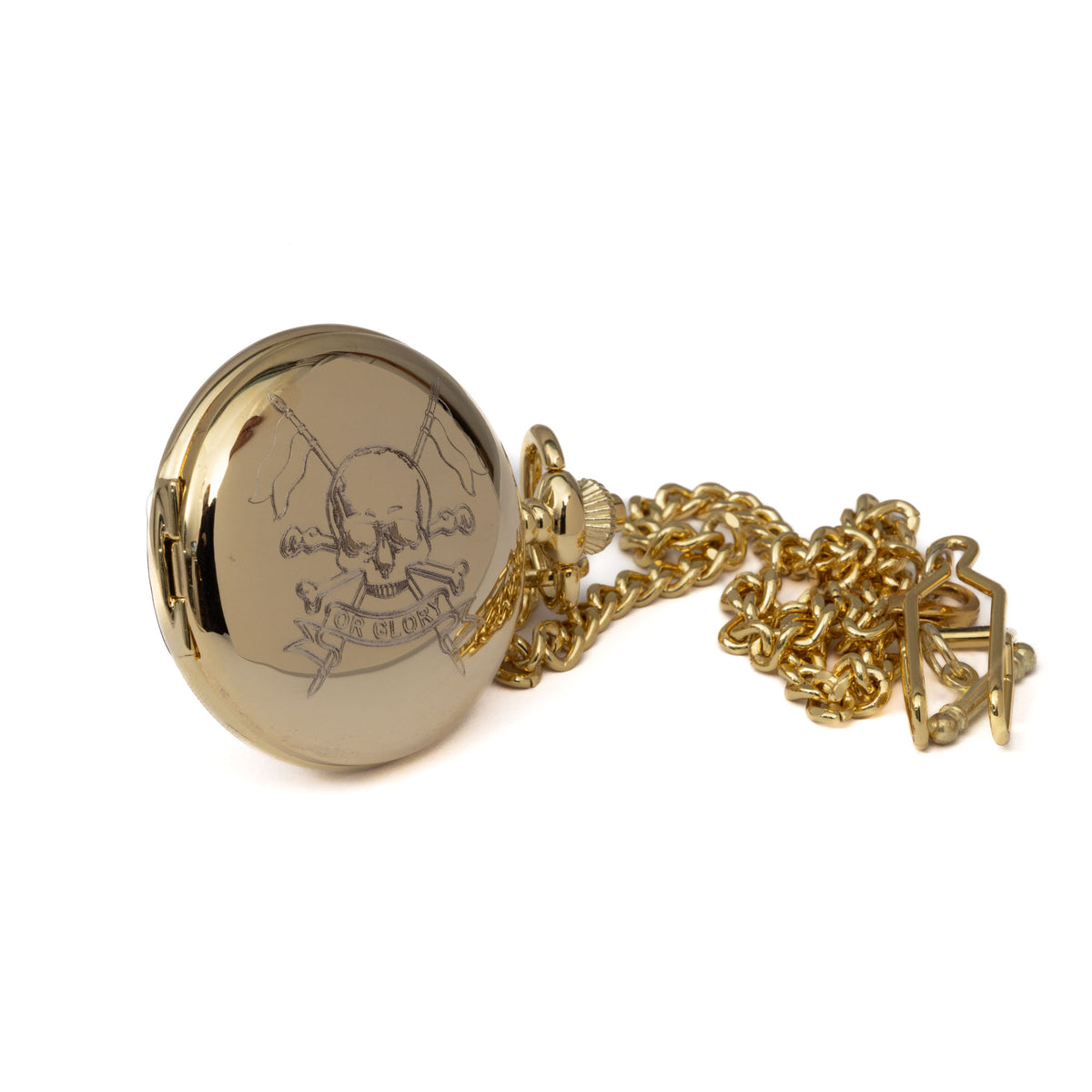 Full Hunter Pocket Watch with Motto, Chain - GP - Boxed - Quartz Batte ...